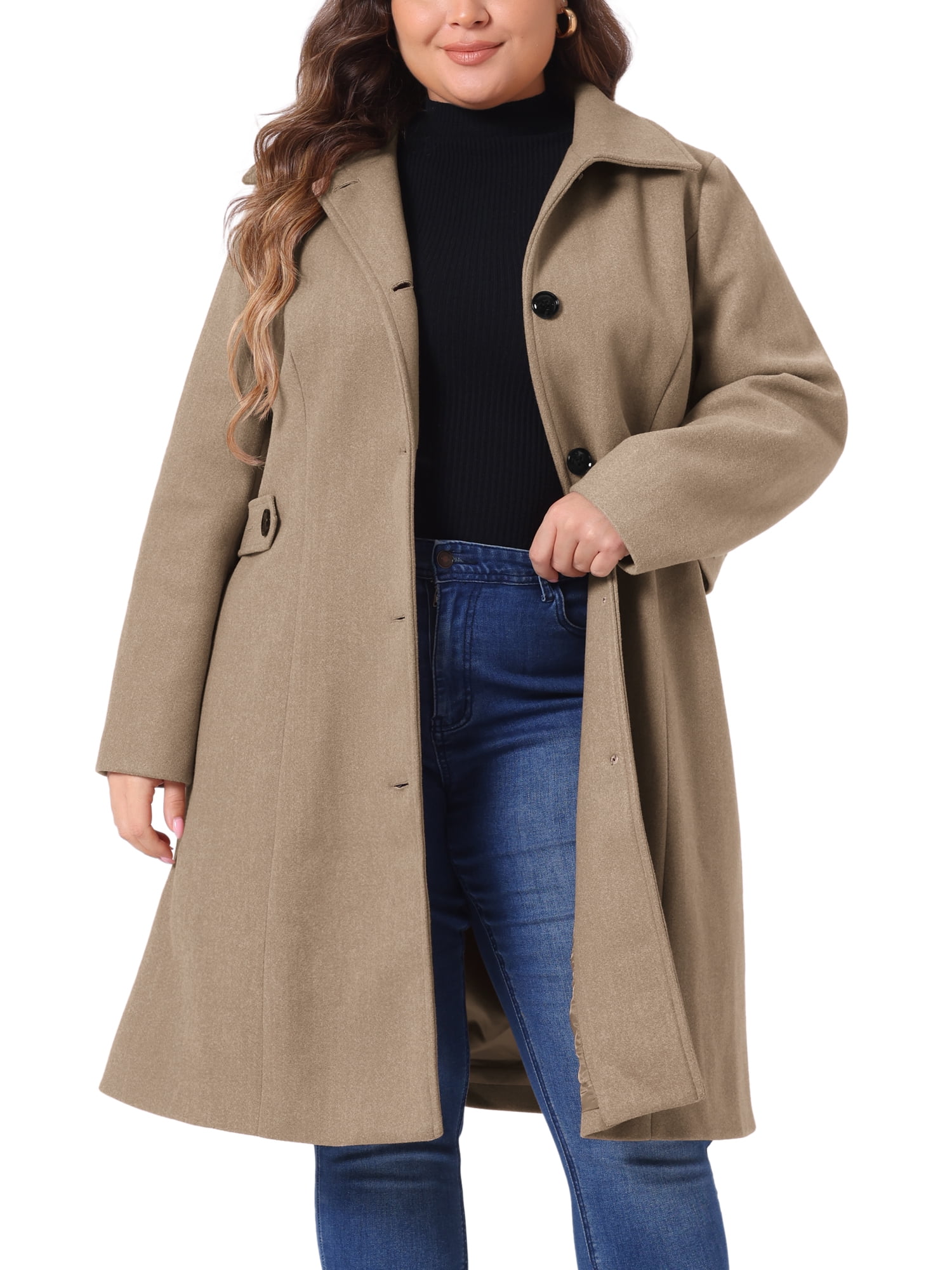 GRACE & GRANDEUR Women's Plus Size Winter Coats Single Breasted Jackets ...