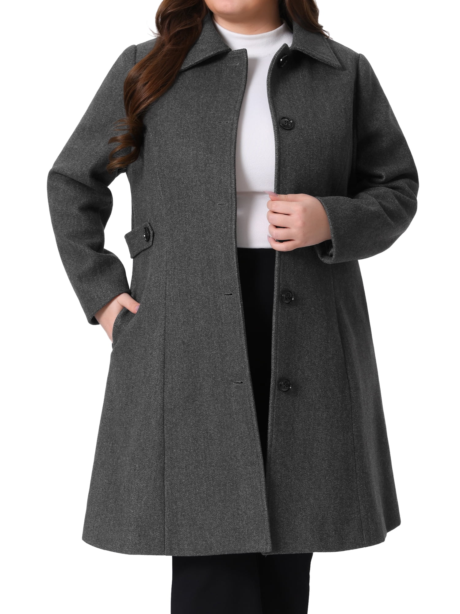 GRACE & GRANDEUR Women's Plus Size Winter Coats Single Breasted Jackets ...