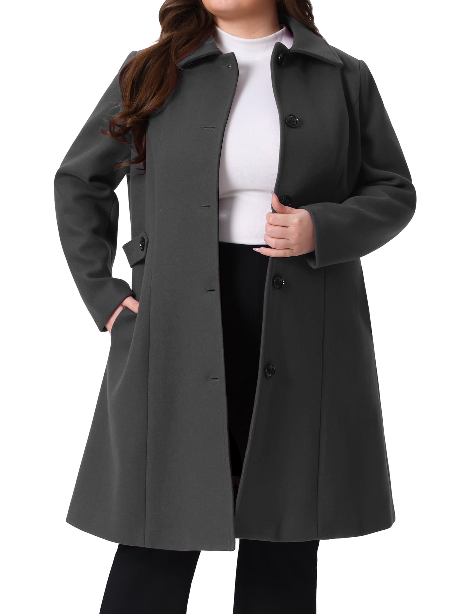 GRACE & GRANDEUR Women's Plus Size Winter Coats Single Breasted Jackets ...