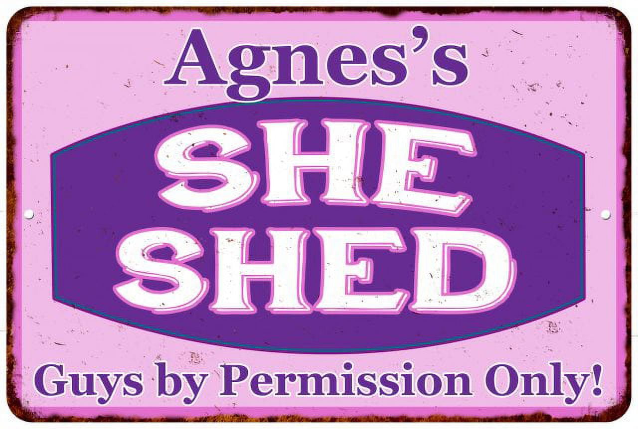 Agnes's Purple & Pink SHE SHED Vintage Sign 8x12 Woman Wall Decor ...