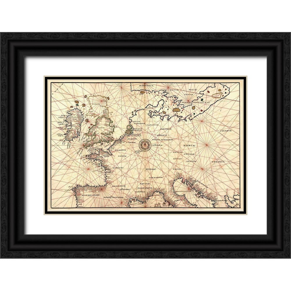 Agnese, Battista 32x23 Black Ornate Wood Framed with Double Matting ...