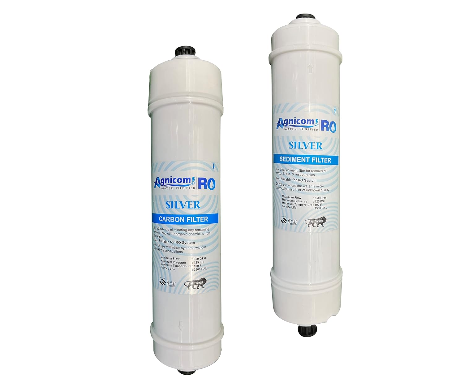 Agnicom RO Inline Filters A3 Silver Sediment Carbon Cartridges For ROUV ...
