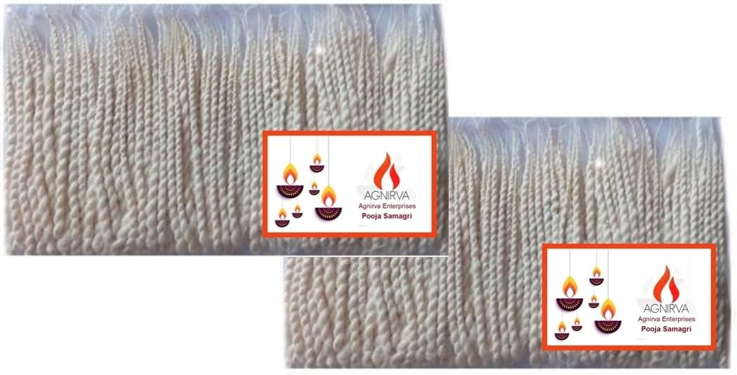 Agnirva White Twisted Long Cotton Wicks Lambi Diya Batti Jyot Rui Batti ...