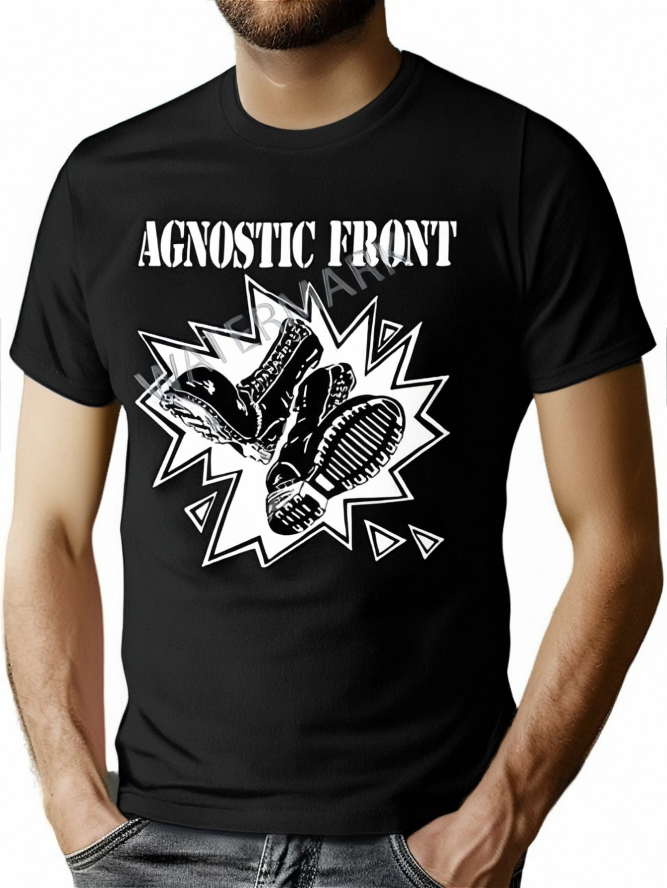 Agnostic Front Logo Band #2 T-Shirt 703012 funny Men's Short Sleeve ...