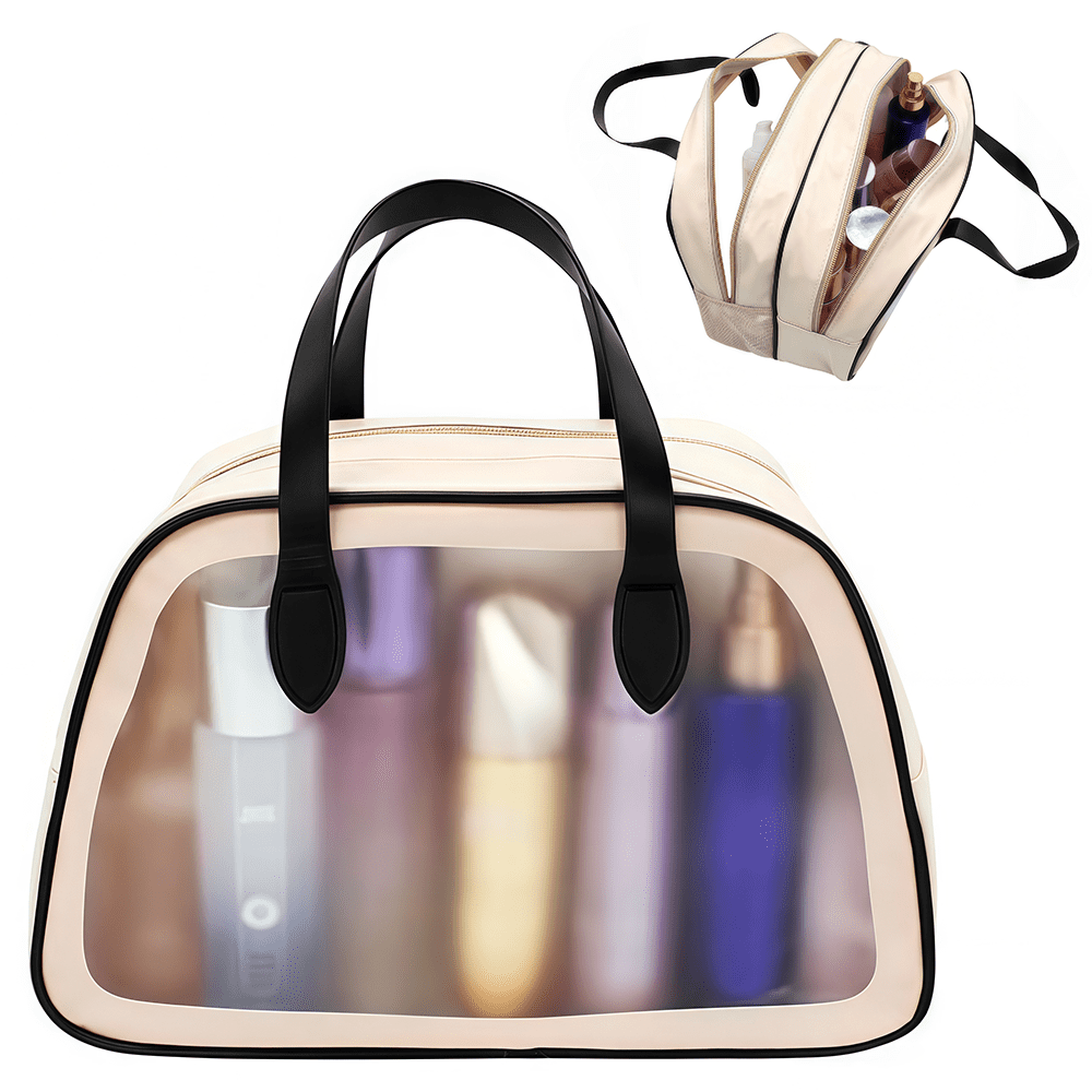 Agoplee Travel Toiletry Bag, Large Clear Makeup Bag with Zipper Handle ...