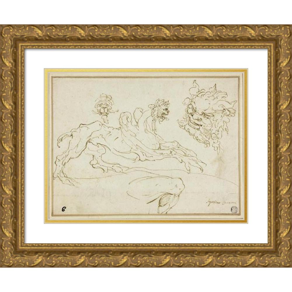 Agostino Carracci 14x11 Gold Ornate Wood Frame and Double Matted Museum ...