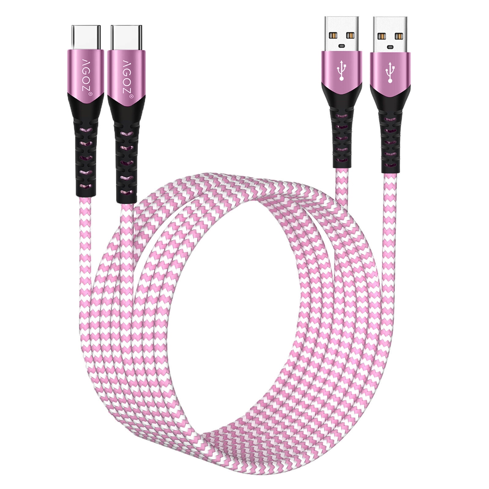 Agoz 10ft Pink USB-C Fast Charging Cables, 2-Pack, For Galaxy S24 to ...