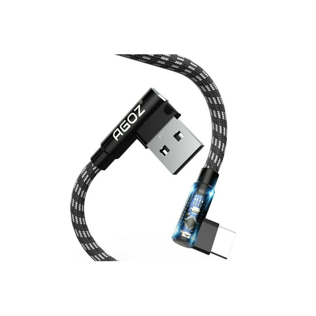 Agoz 4ft L Shape Usb C Cable 90 Degree Right Angle Braided Type C Data