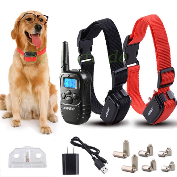 Agptek Rechargeable 2 Dogs Training Shock Collar 100 Level Electronic ...
