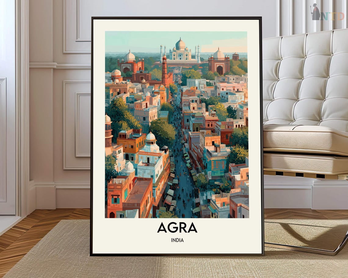 Agra India Taj City Poster, Unframed Canvas 12x16in - Walmart.com