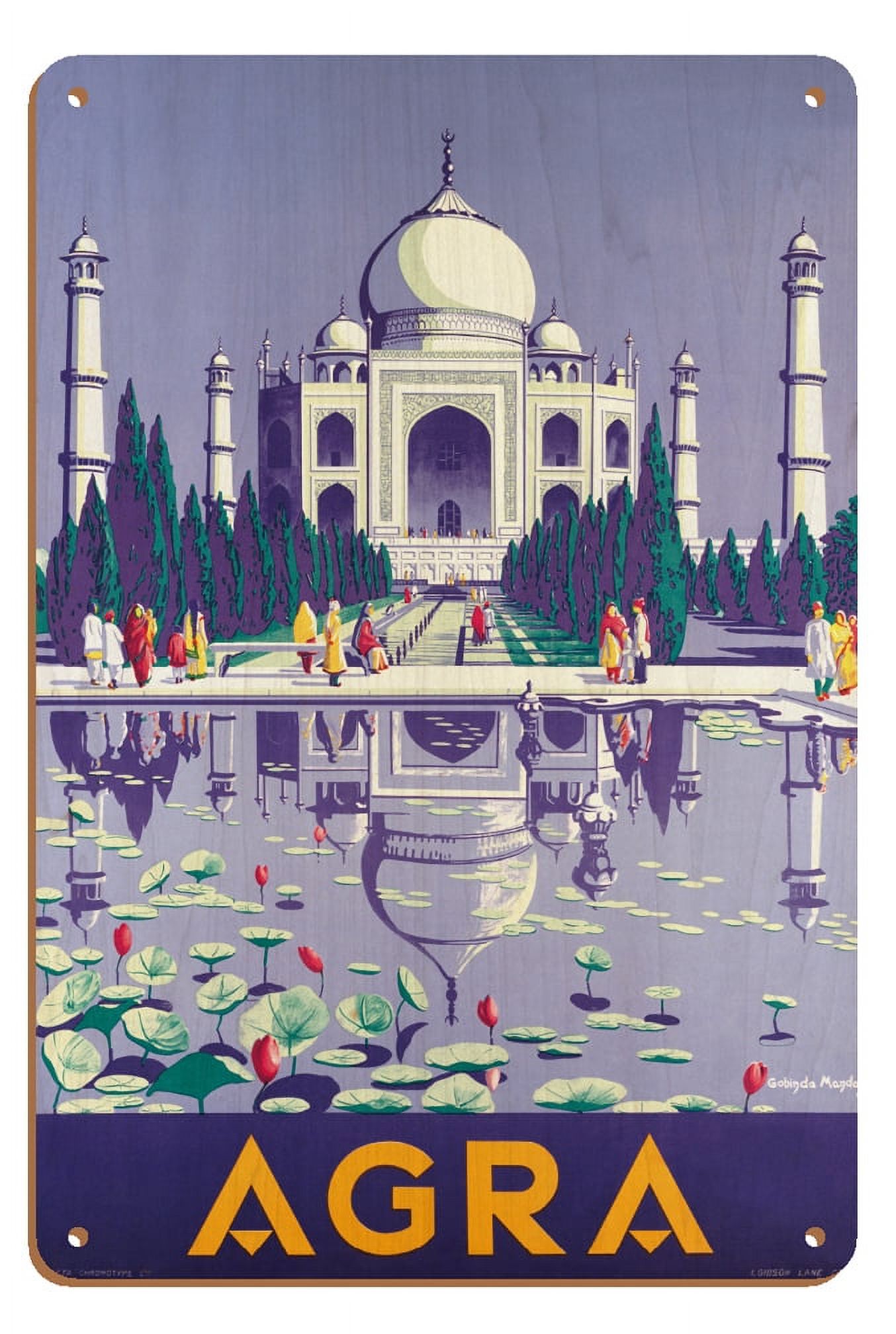 Agra India - Taj Mahal - Vintage Travel Poster by Gobinda Mandal c.1937 ...