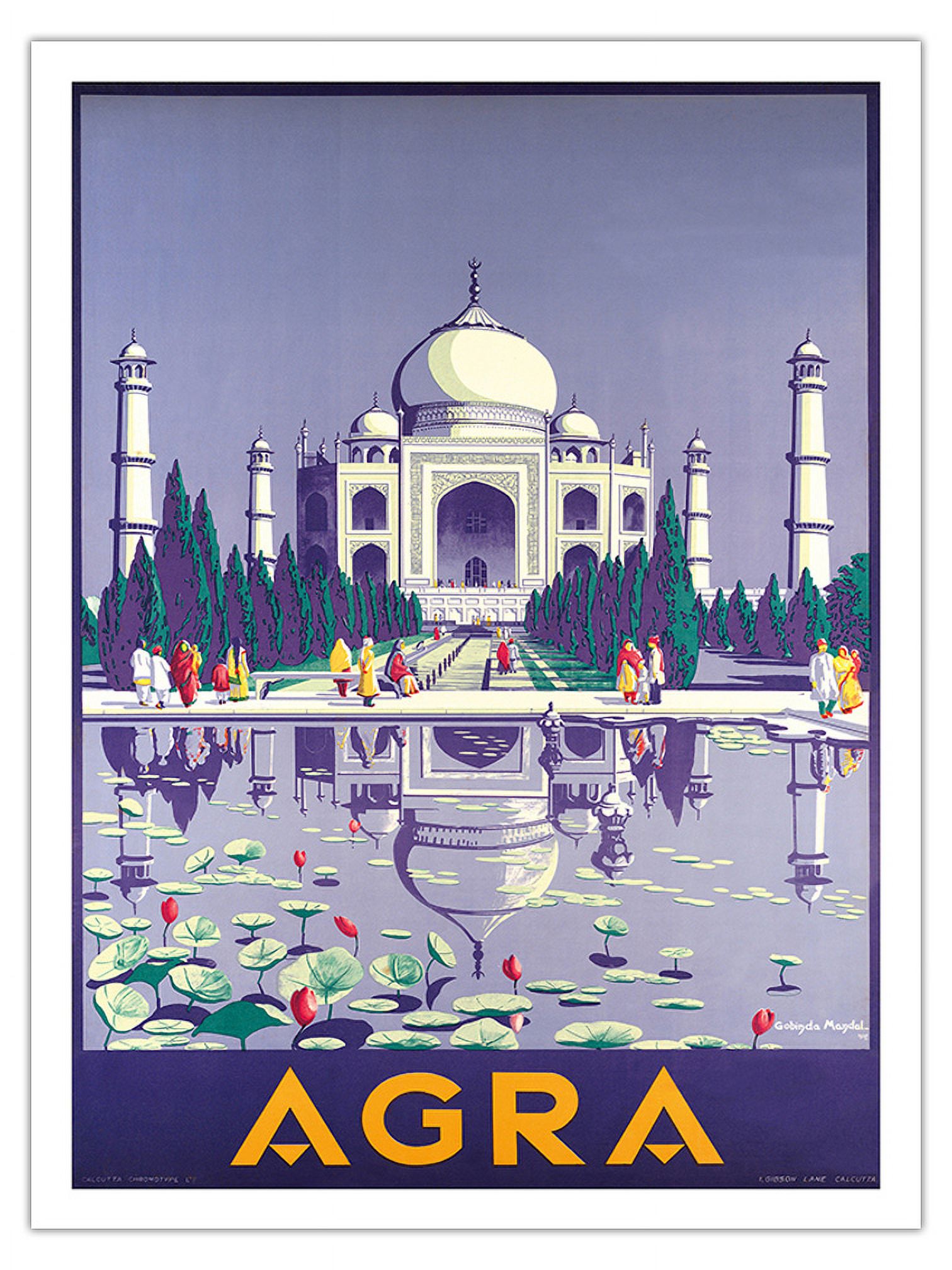 Agra India - Taj Mahal - Vintage Travel Poster by Gobinda Mandal c.1937 ...