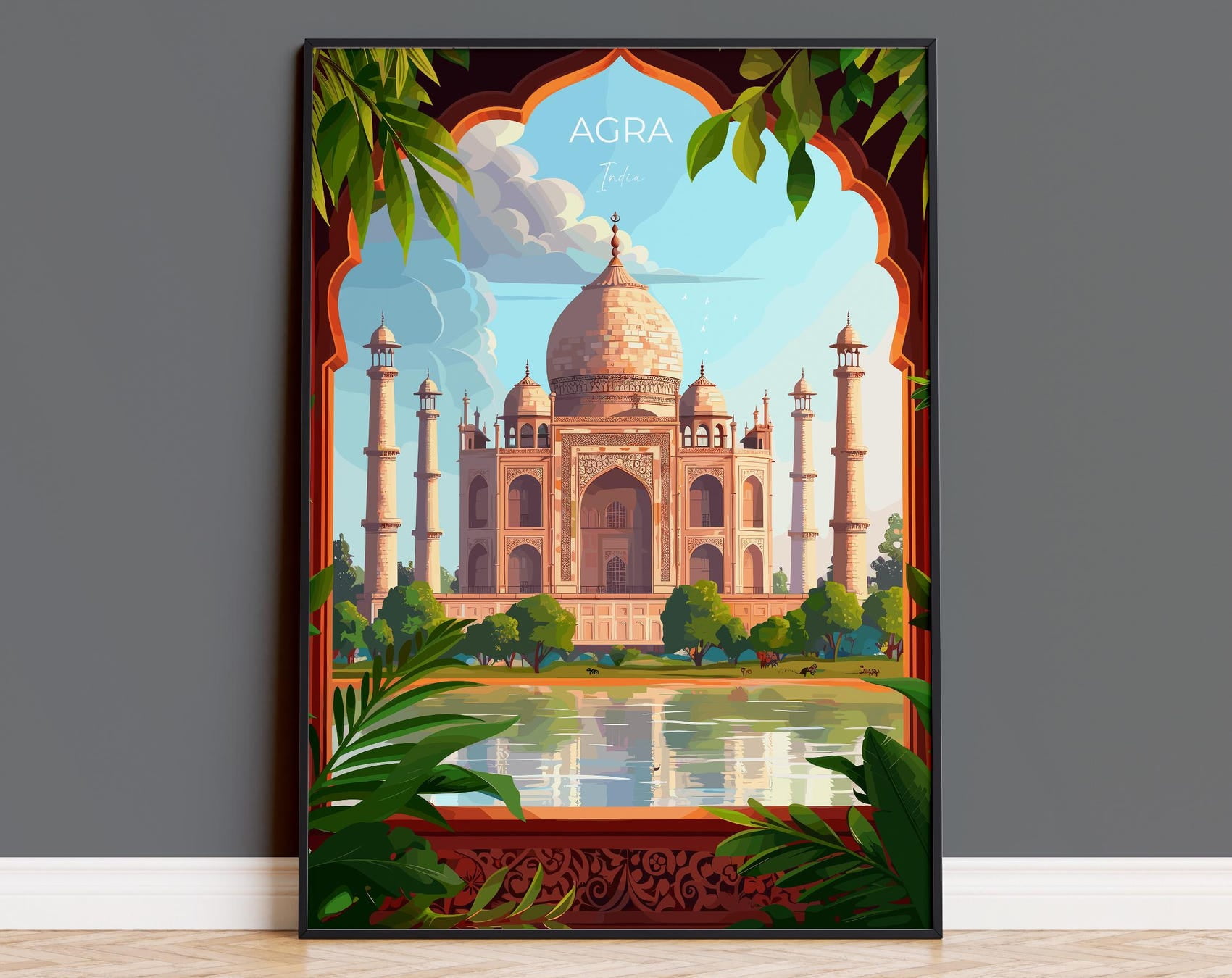 Agra Travel Poster, Travel Print of Agra, Taj Mahal Art Lovers Gift ...