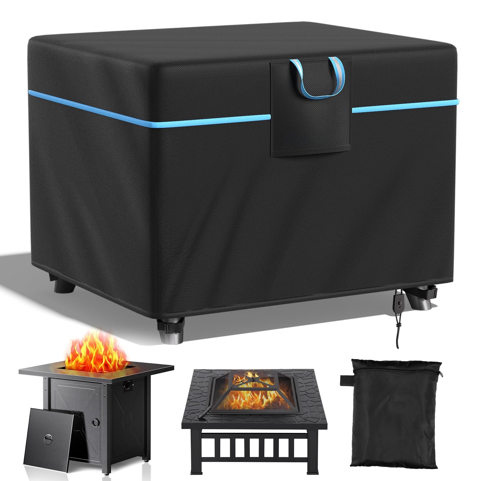 Agricasst Fire Pit Cover, Square Fire Pit Covers Waterproof 420D Heavy ...