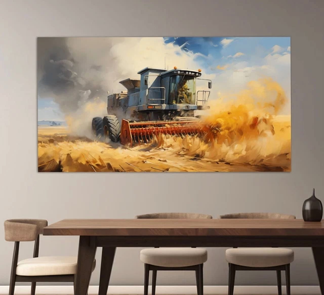 Agricultural Harvest Wheat Field Farm Wall Art Home Decor Vintage Gift ...