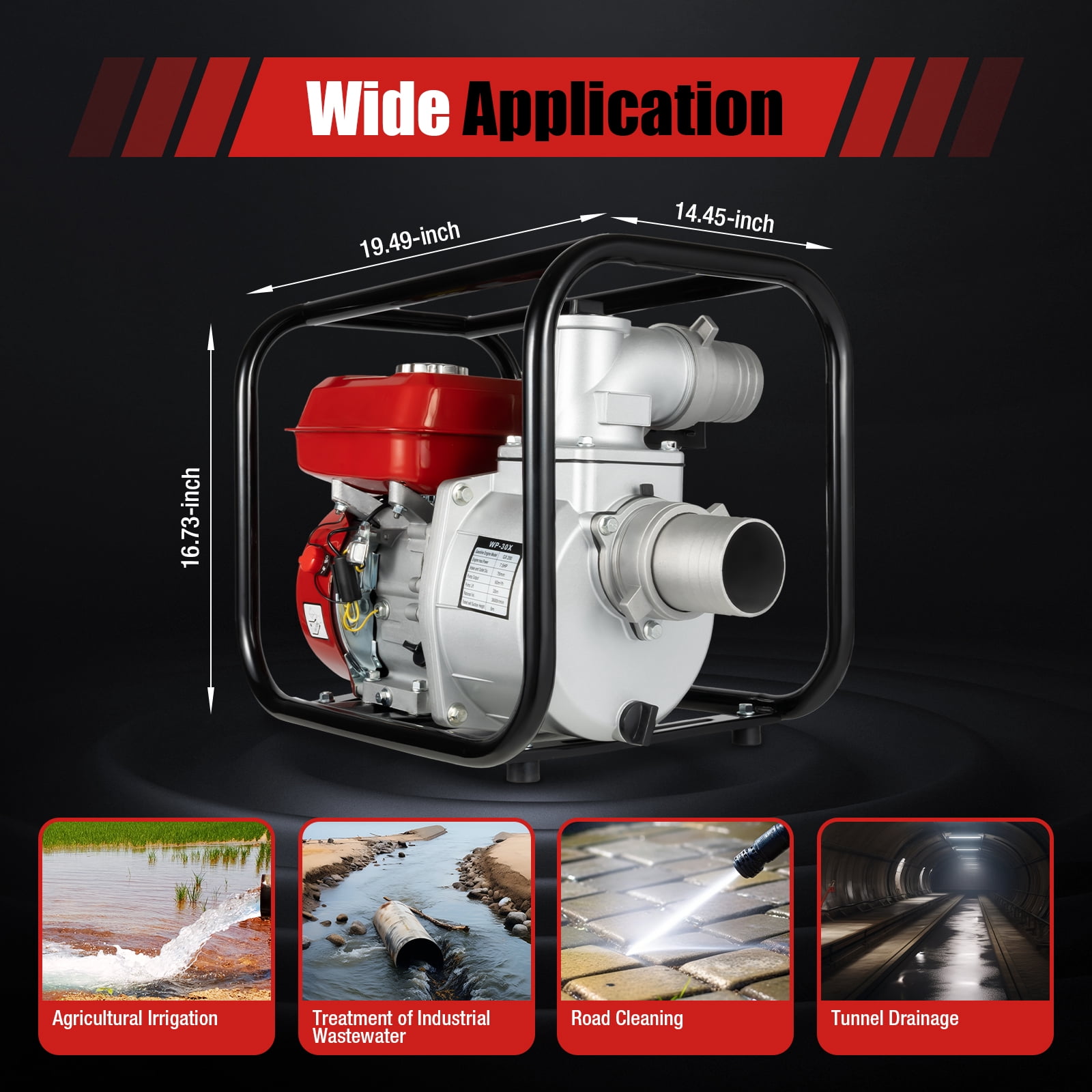 Agricultural Irrigation Water Pump Garden Farm Gas Powered Pump 3" 7 ...