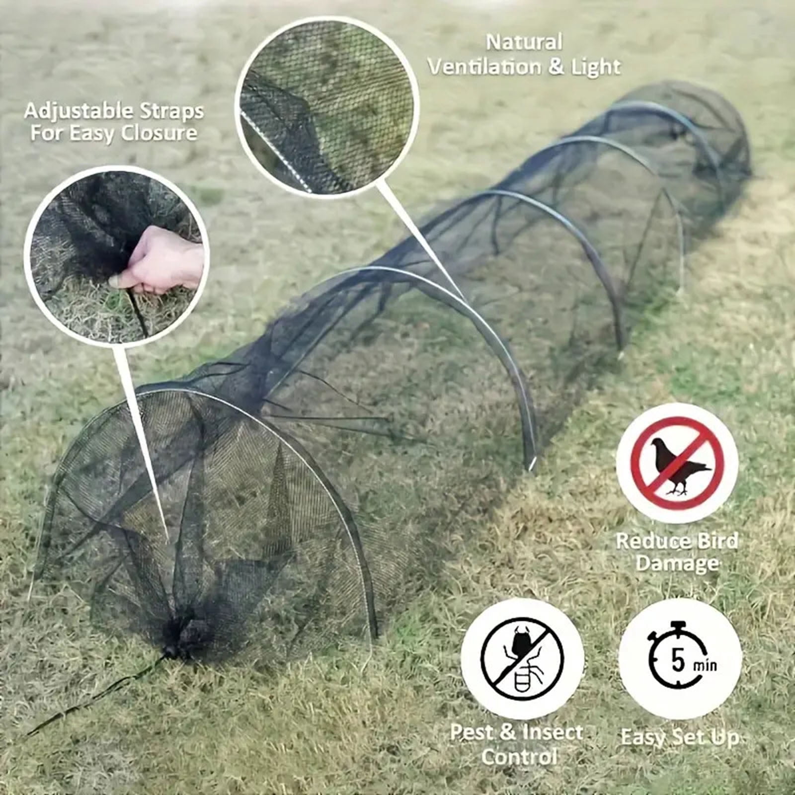 Agricultural Planting Tunnel Small Greenhouse Black Net-Collapsible ...