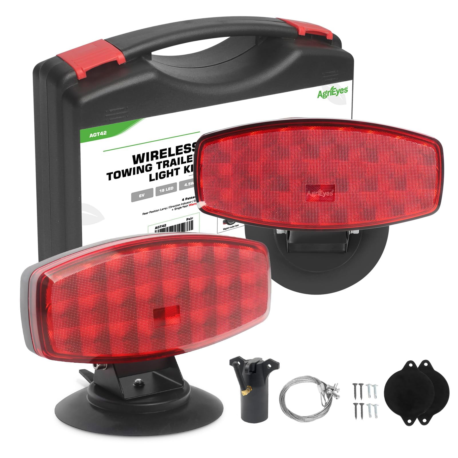 Agrieyes Long-Lasting Wireless Trailer Lights with Adjustable Bracket, Battery Magnetic Tow ...