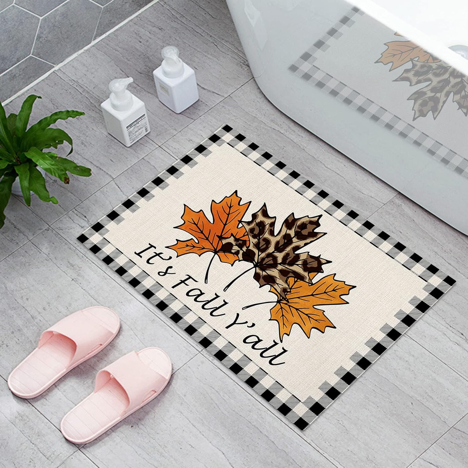 Agriism Autumn Thanksgiving Maple Leaf Welcome Indoor Door Mats,Non ...