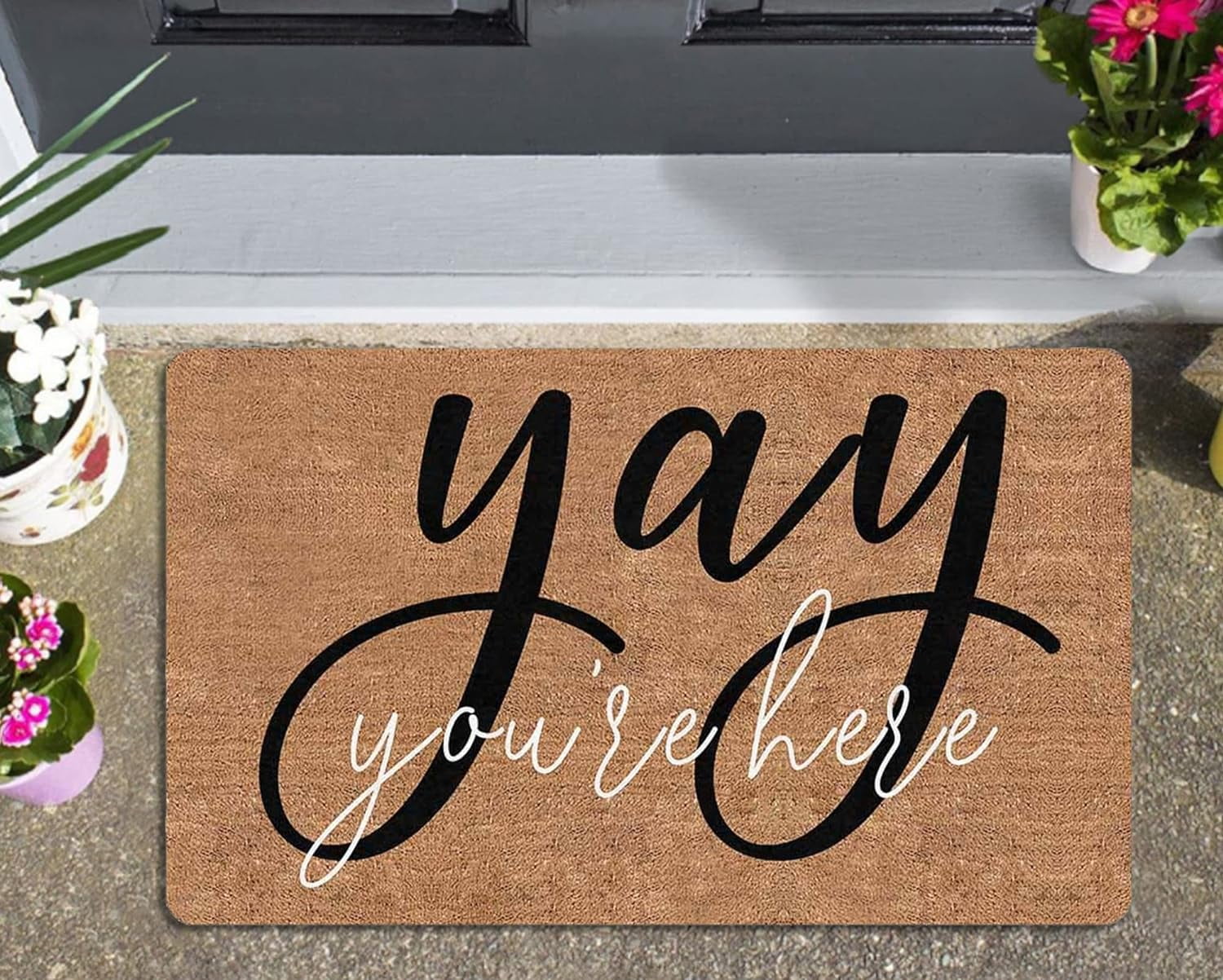 Agriism Yay You're Here Doormat,Welcome Mat,Entrance Rug,Funny Door Mat ...