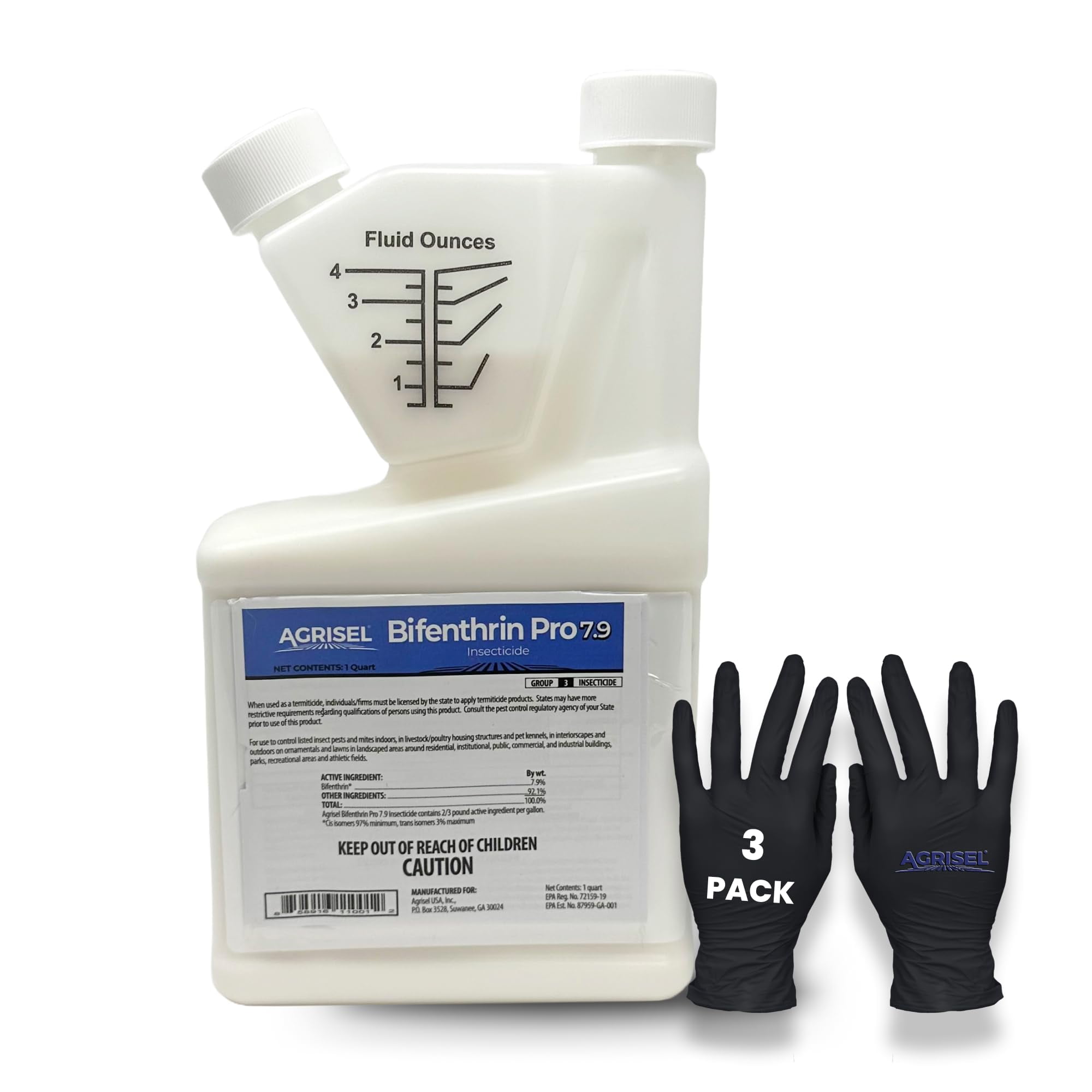 Agrisel Bifenthrin Pro 7.9 Insecticide, Plant Safe, 32 oz + Gloves ...