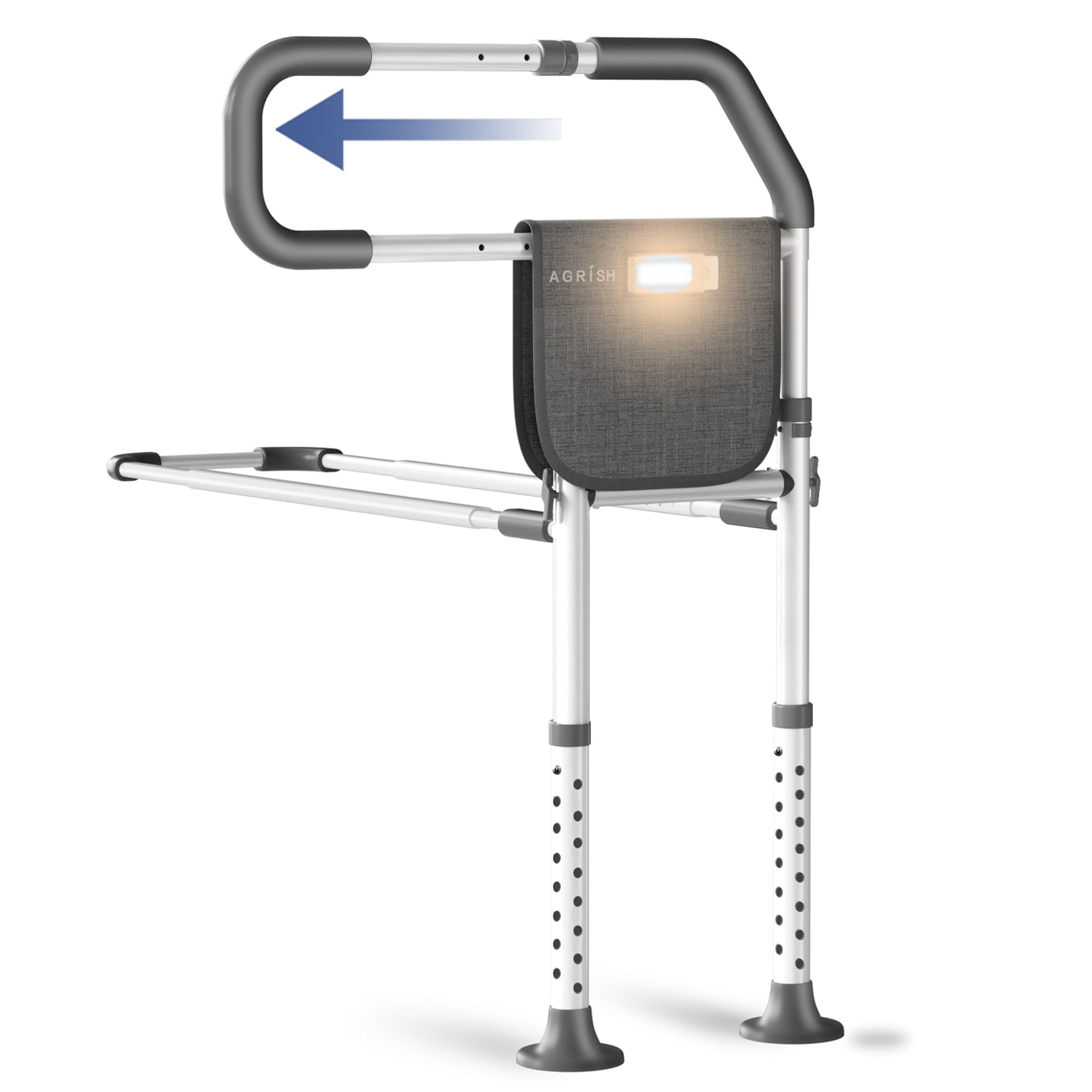 Agrish Bed Rails for Elderly Adults Safety - With Motion Light & Dual-Row Adjustable Legs ...