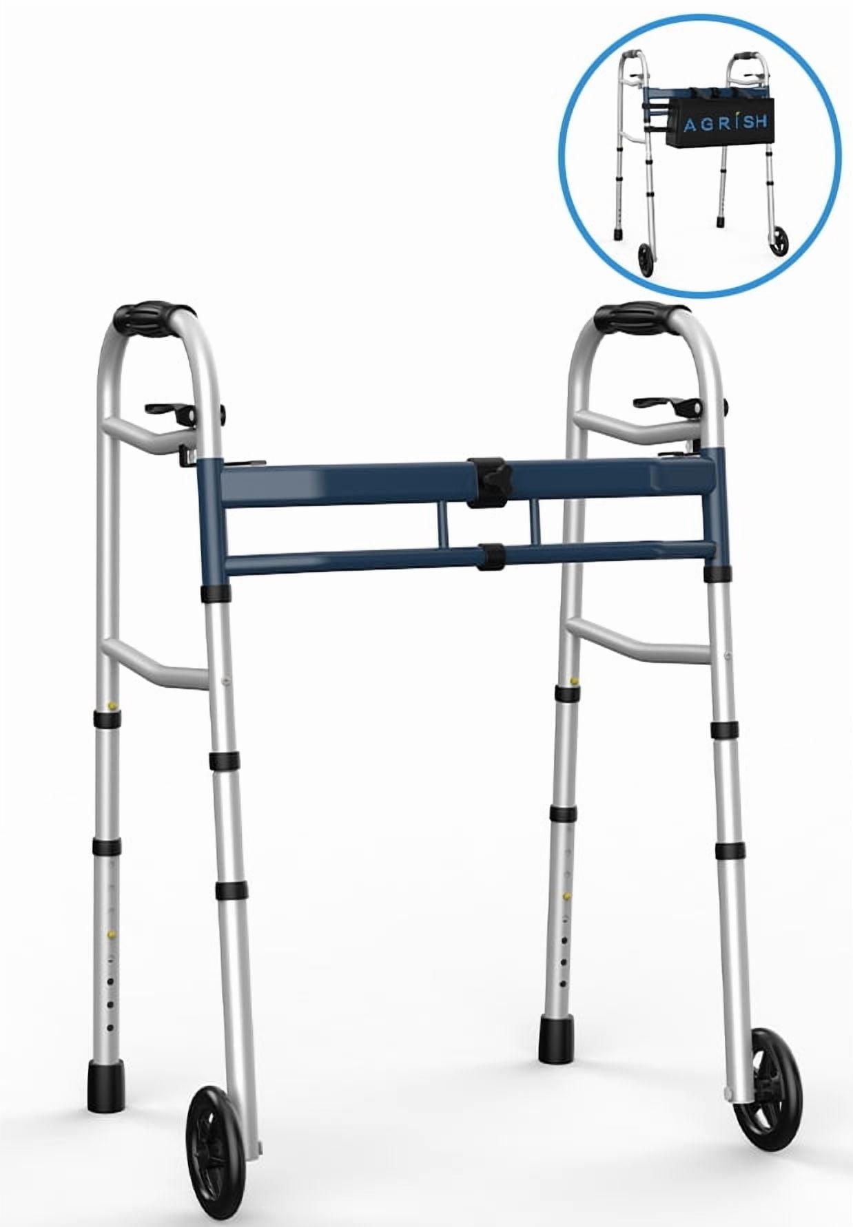 Agrish Narrow Mobility Walker with Storage Bag - Aluminum, Lightweight ...