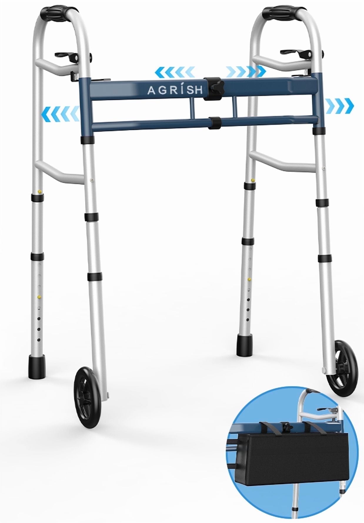 Agrish Narrow Rollator Walker for Seniors & Adults - Lightweight ...