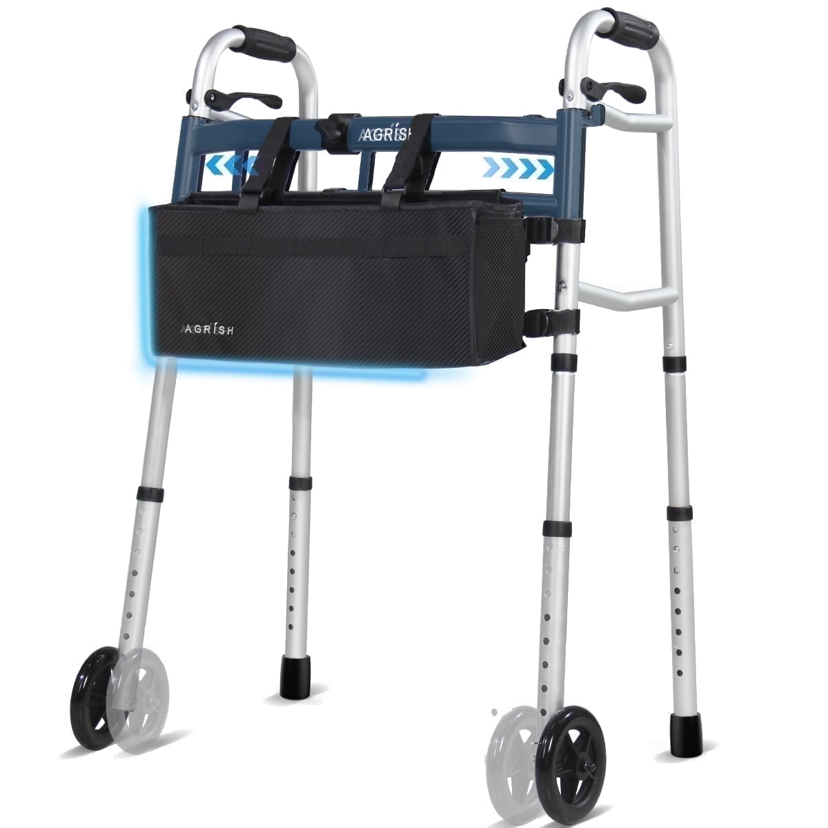 Agrish Aluminum Narrow Rollator Walker with Adjustable Width & Height ...