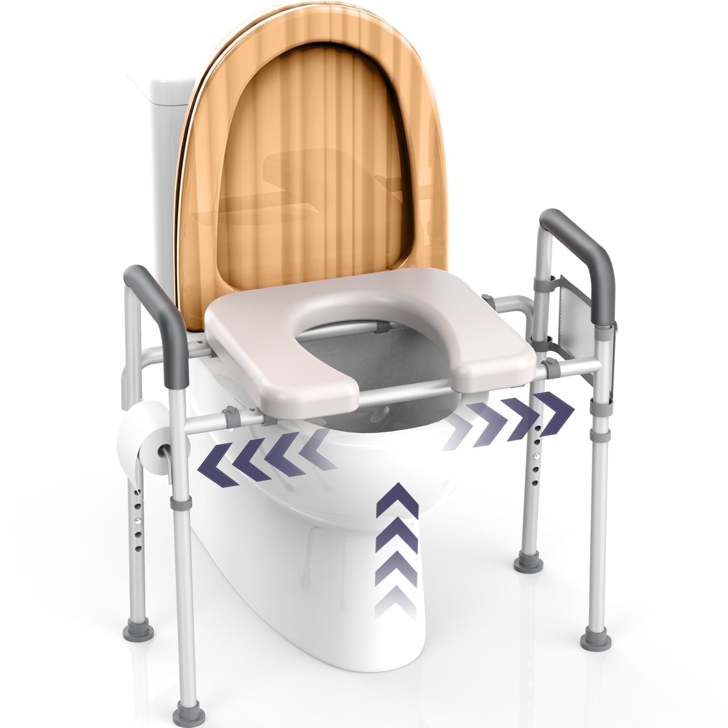 Agrish Raised Toilet Seat with Handles - Adjustable Width and Height ...