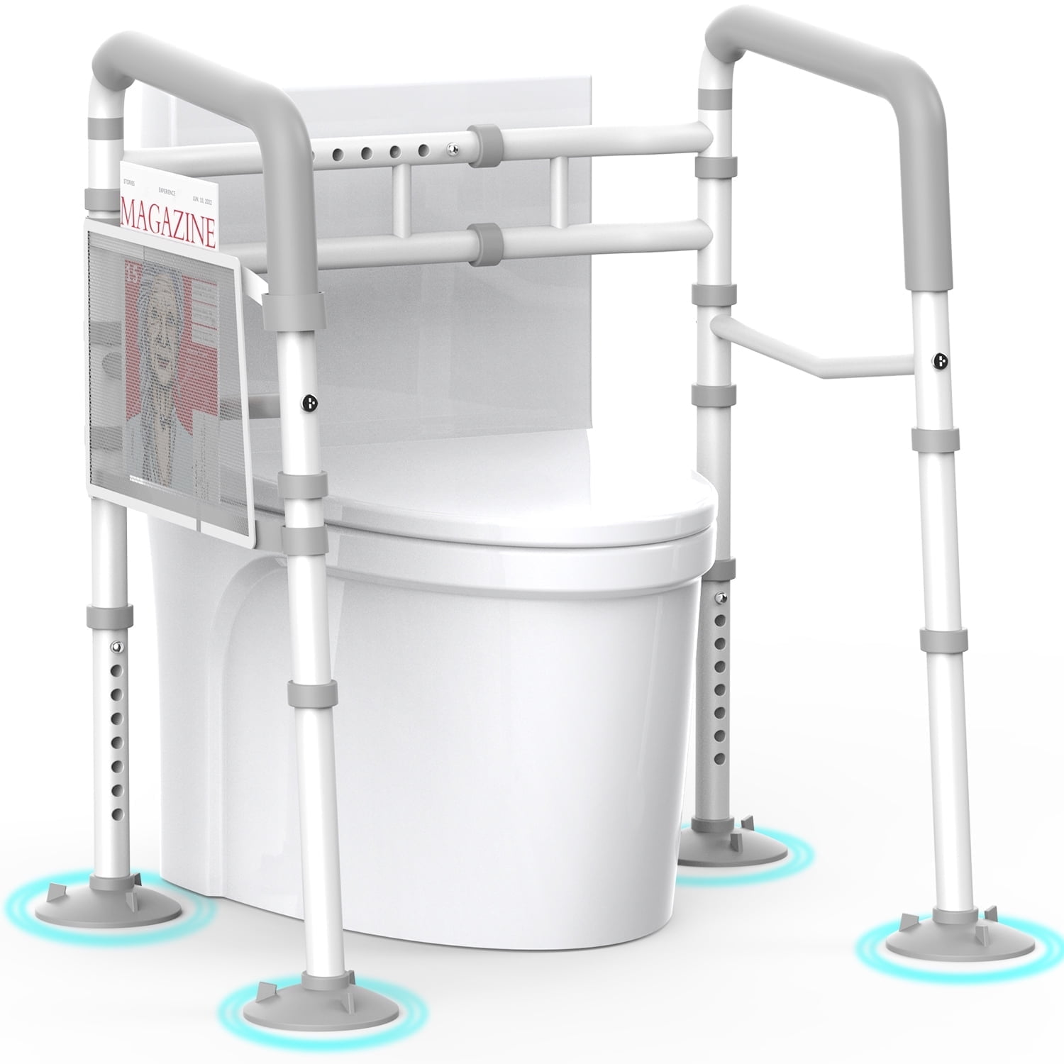 Agrish Stand Alone Toilet Safety Rail - Adjustable Width & Height Fit Any Toilet, Medical Toilet ...