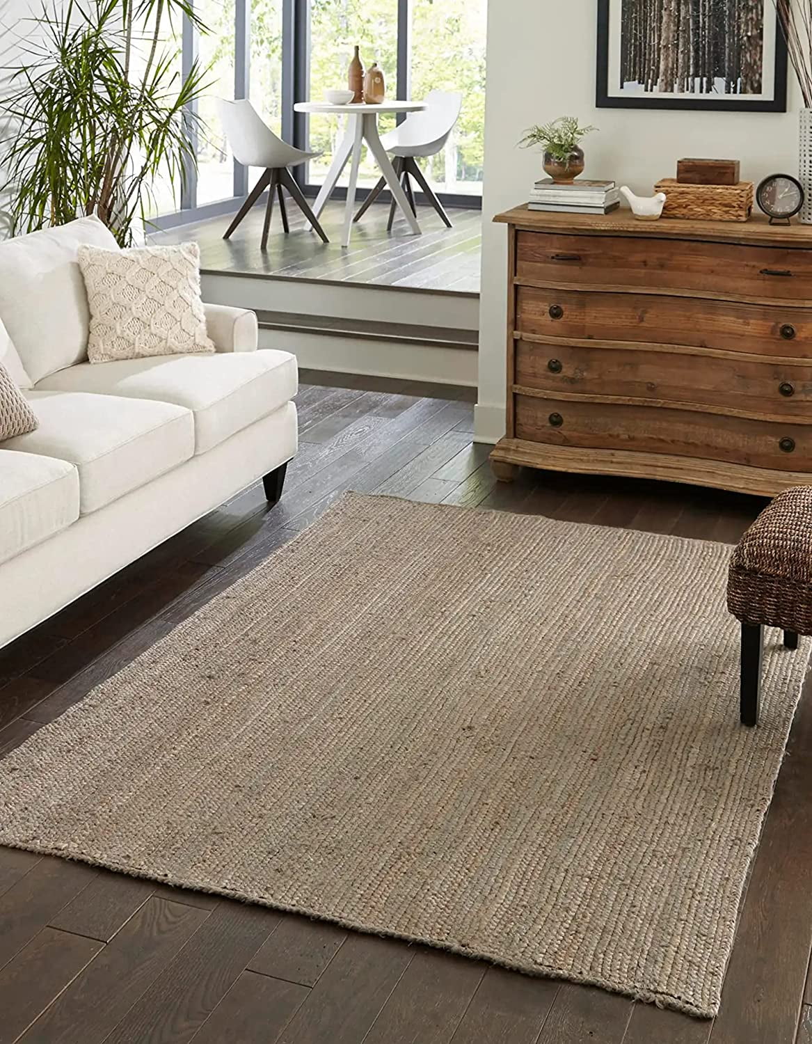 Agro Richer Jute Natural Grey Shade Square Jute Area Rugs for Living ...