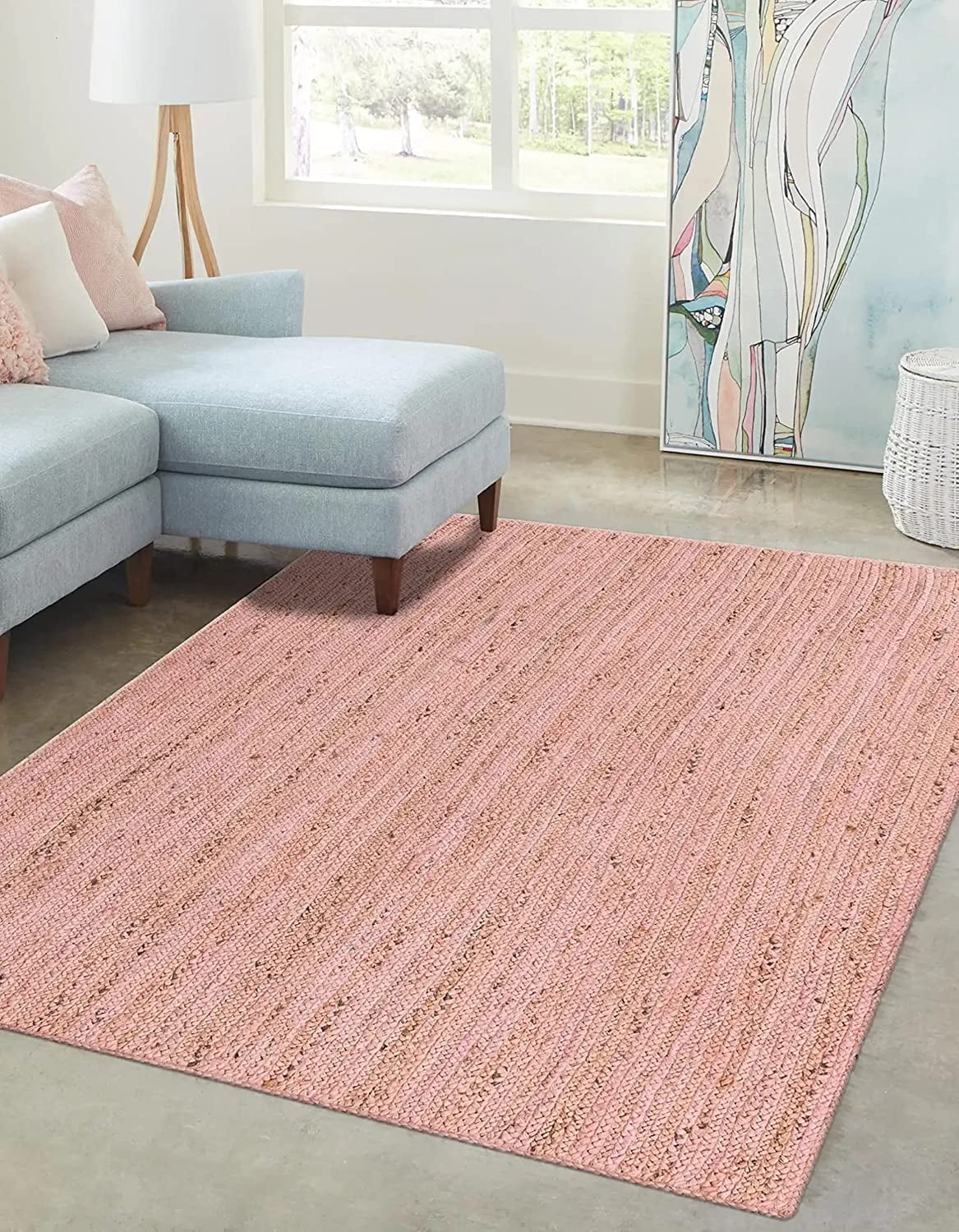 Agro Richer Pink Dye Rectangle Jute Area Rugs for Living, Carpet for ...