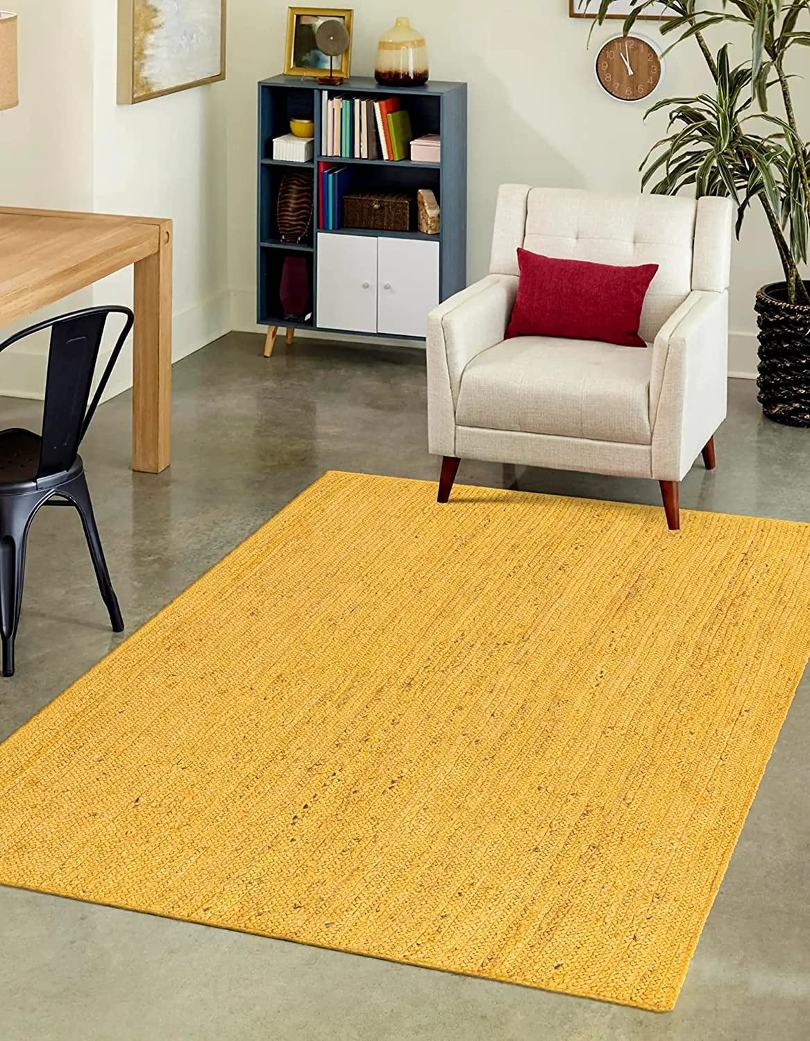 Agro Richer Yellow Dye Square Jute Area Rugs for Living, Carpet for ...
