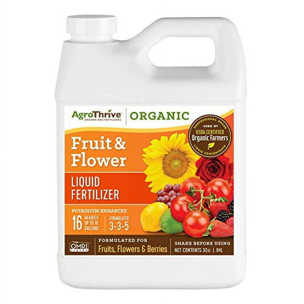 AgroThrive Fruit and Flower Organic Liquid Fertilizer - 3-3-5 NPK ...