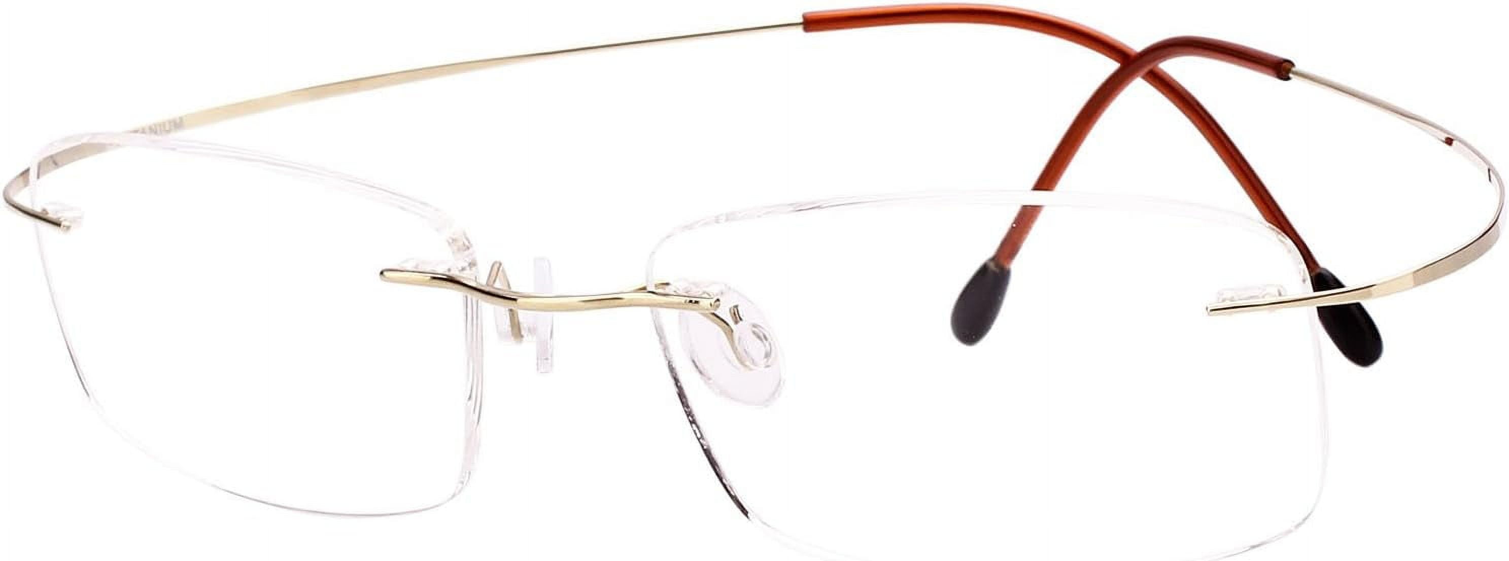 Agstum Flexible Optical Hingeless Gold Eyeglasses Titanium Rimless ...