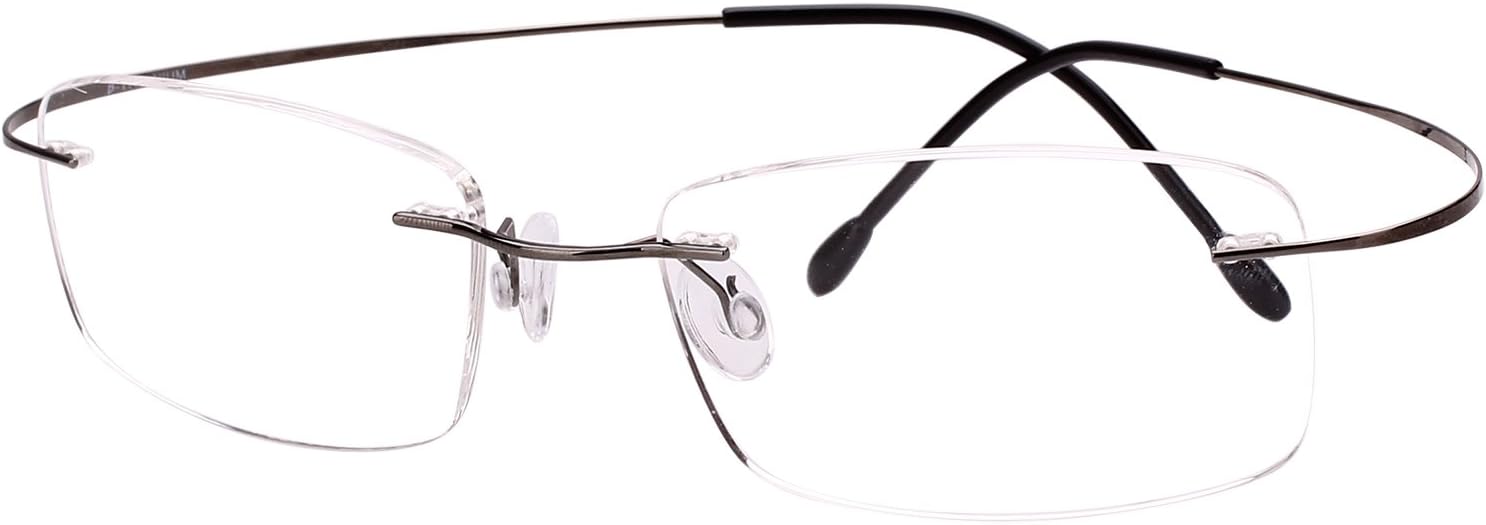 Agstum Flexible Optical Light and Durable Eyeglasses Titanium Rimless Glasses Frames for Men and ...
