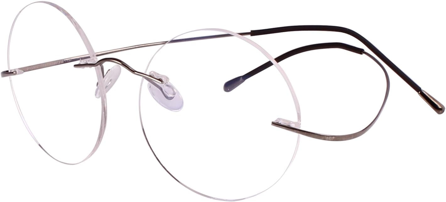 Agstum Memory Titanium Round Optical Eyeglasses Rimless Flexible ...