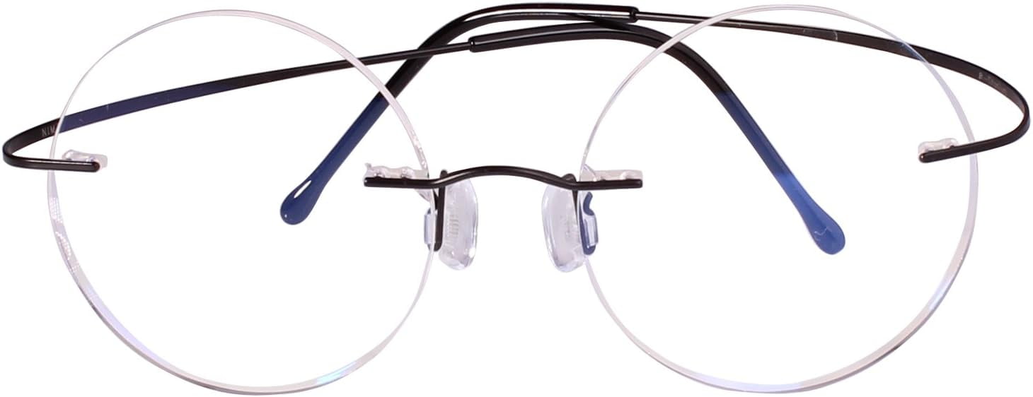 Agstum Memory Titanium Round Optical Eyeglasses Rimless Flexible ...