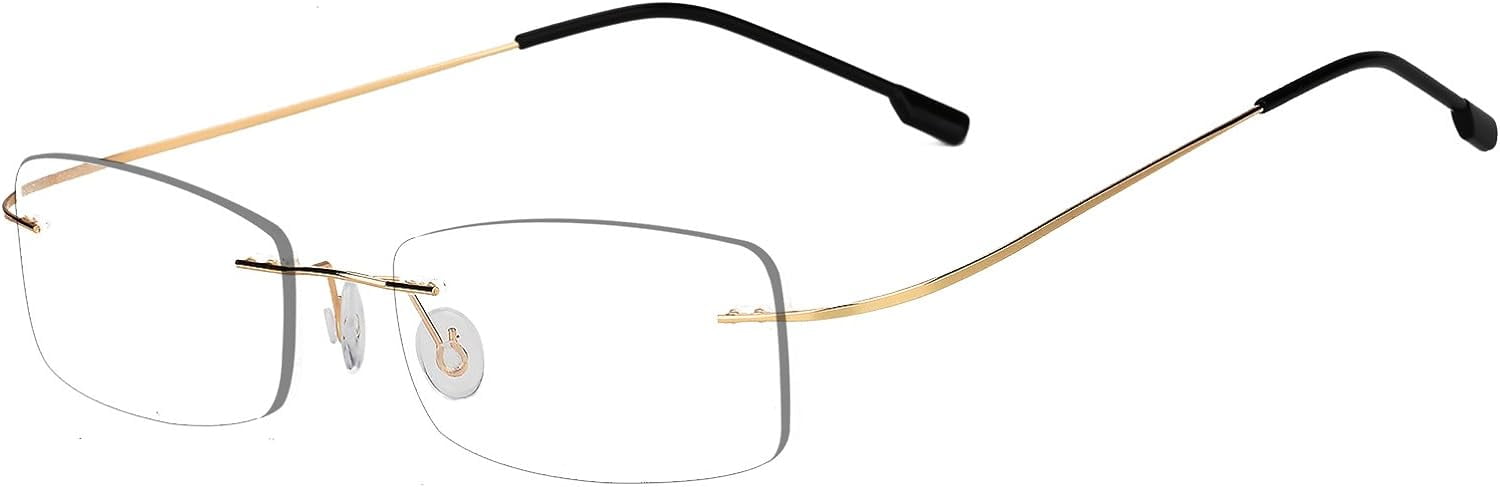 Agstum Titanium Alloy Flexible Hingeless Rimless Glasses Frame Optical ...