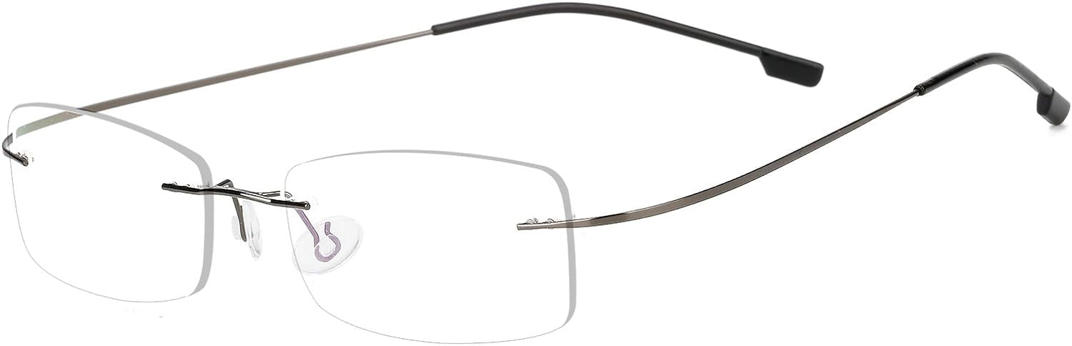 Agstum Titanium Alloy Flexible Hingeless Rimless Glasses Frame Optical ...
