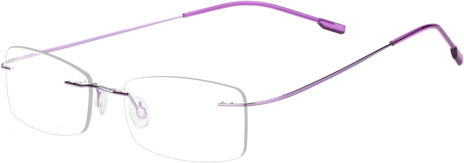 Agstum Titanium Alloy Flexible Hingeless Rimless Glasses Frame Optical ...