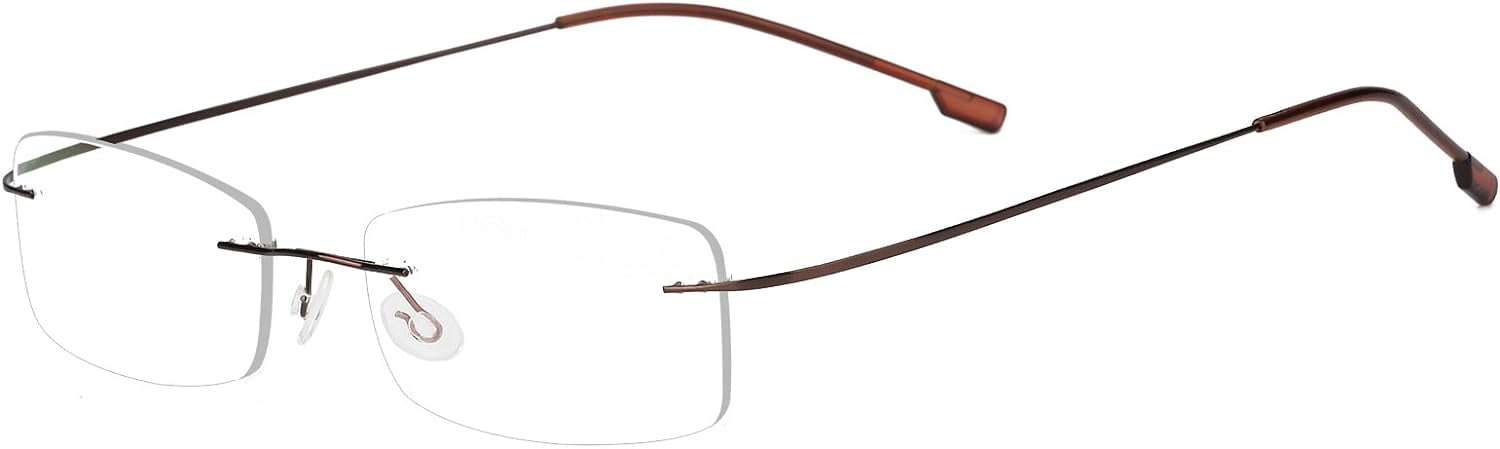 Agstum Titanium Alloy Flexible Hingeless Rimless Glasses Frame Optical ...