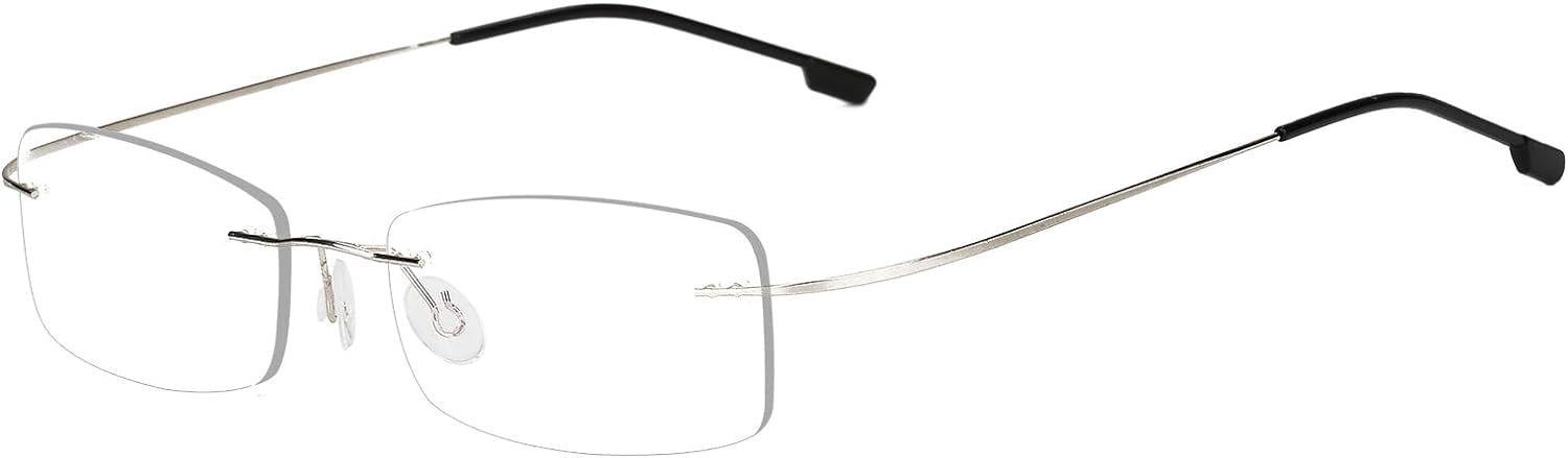 Agstum Titanium Alloy Flexible Hingeless Rimless Glasses Frame Optical ...