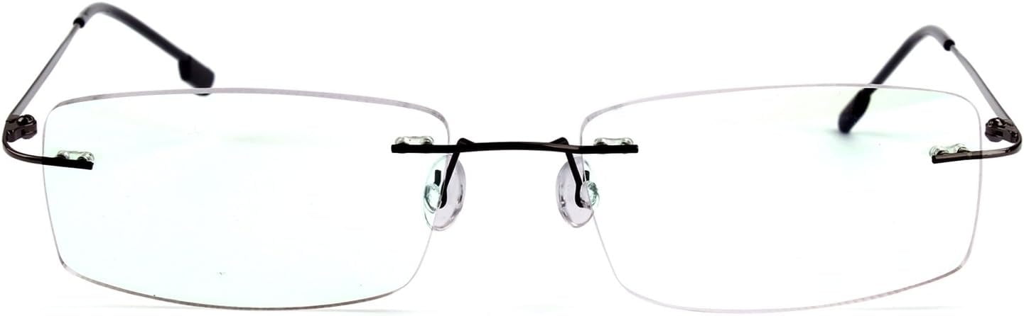 Agstum Titanium Alloy Flexible Rimless Hinged Optical Rectangle ...