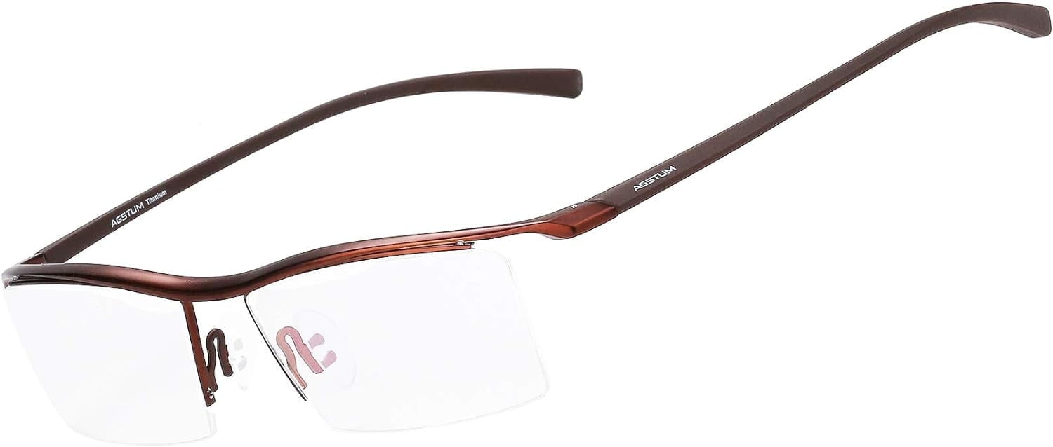 Agstum Titanium Half Rimless Business Glasses Frame with TR90 Temples ...