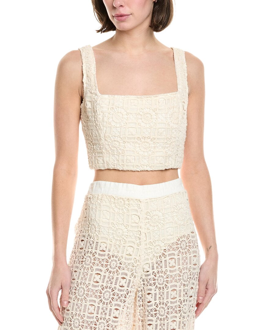 Agua Bendita womens Kosia Jardim Linen-Blend Top, s, White - Walmart.com