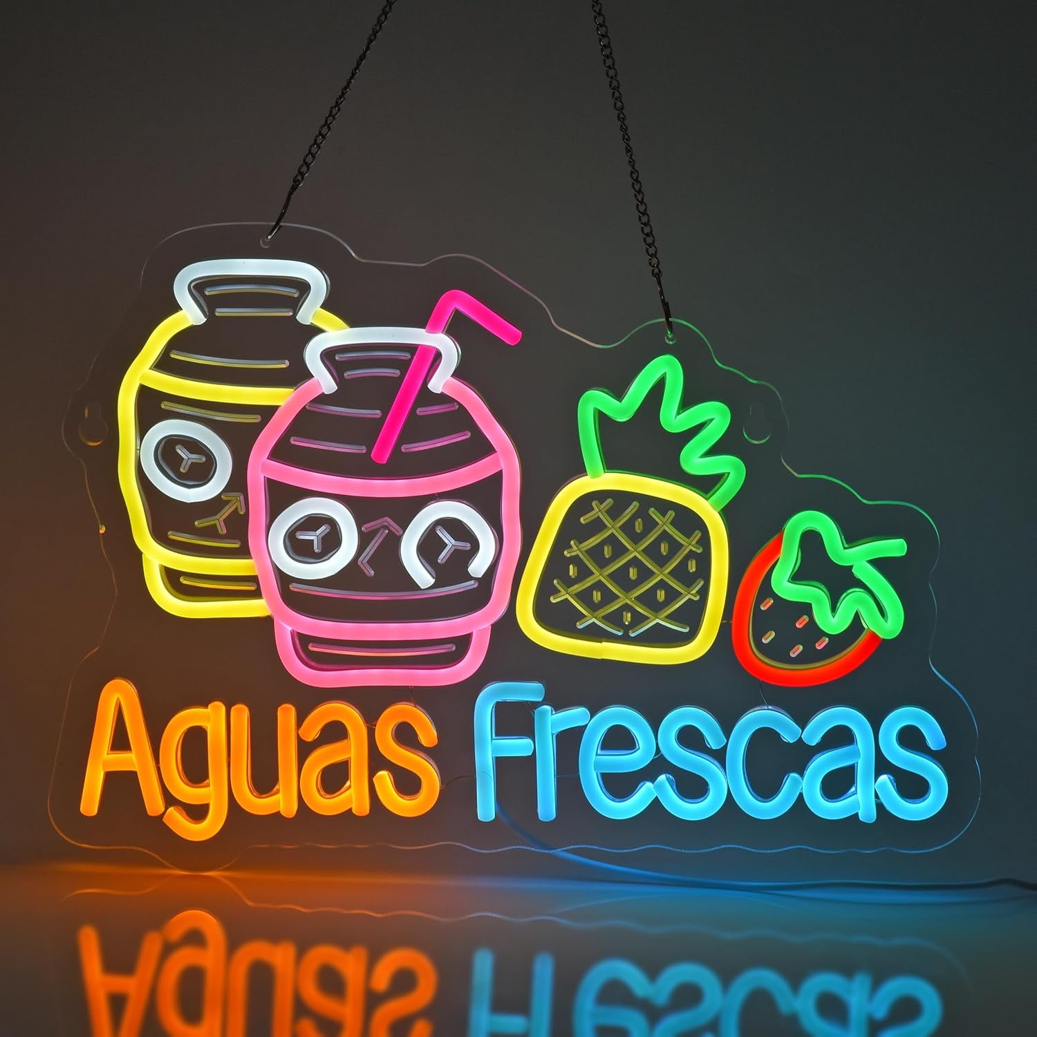 Aguas Frescas Neon Sign, Neon Lights Hanging Wall Art Decoration for ...