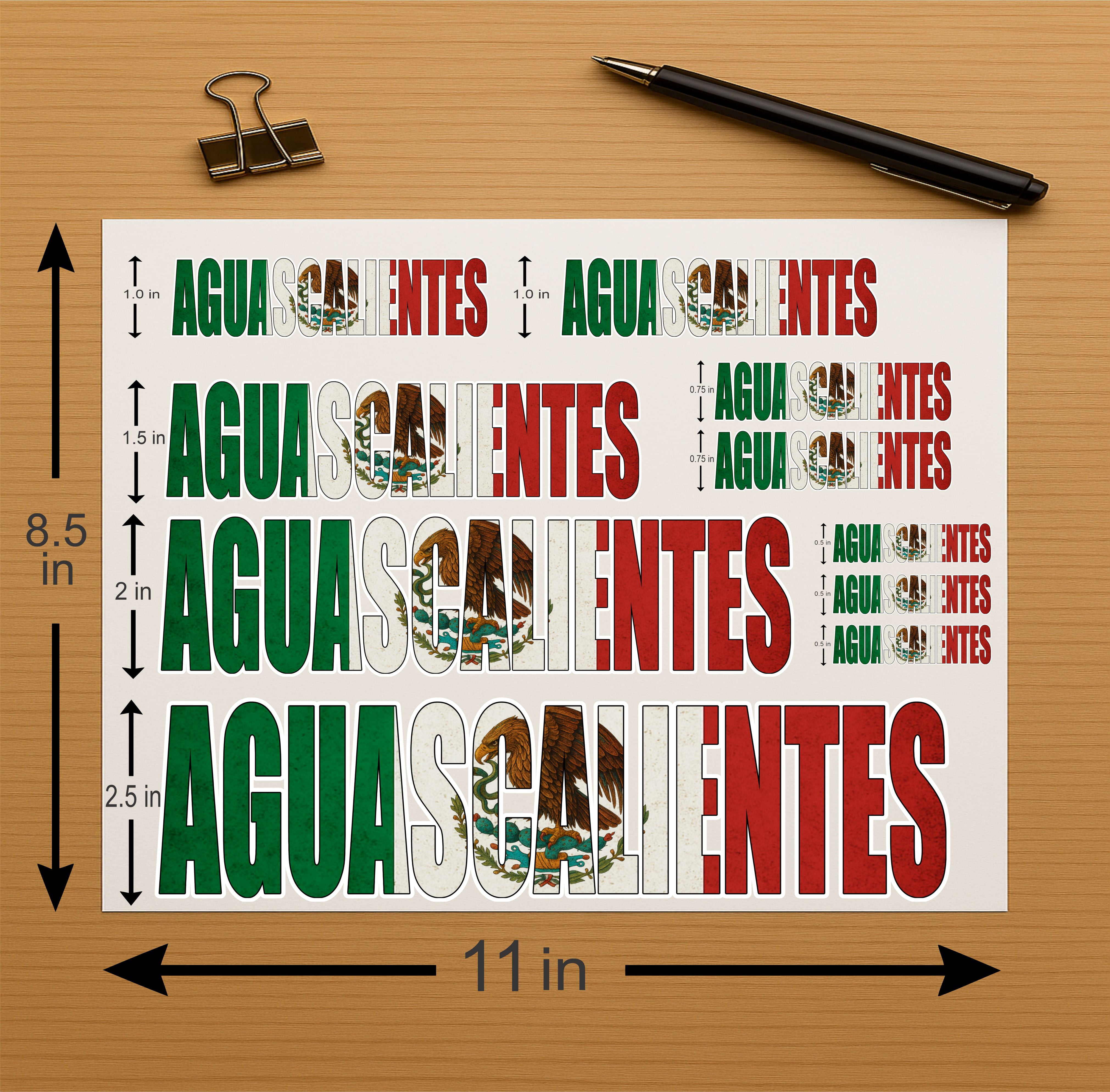 Aguascalientes Mexico Flag Letters Vinyl Sticker Decal Set – Full Color ...