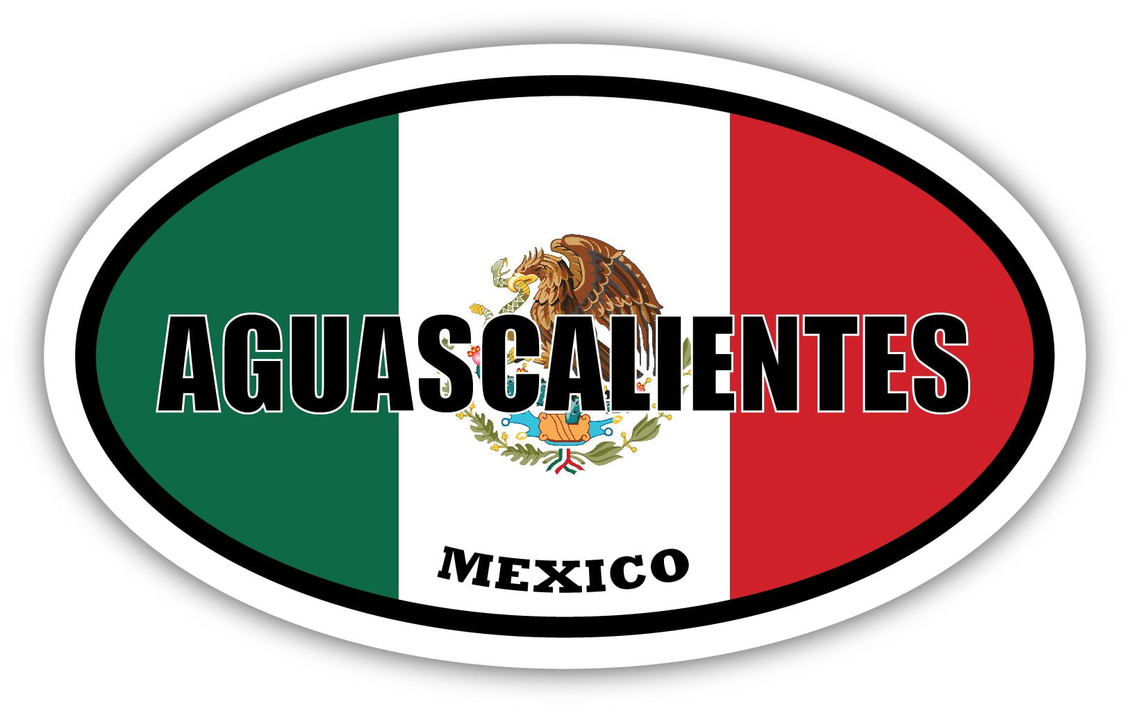 Aguascalientes Mexico Flag Oval Decal Vinyl Bumper Sticker 3x5 inches ...